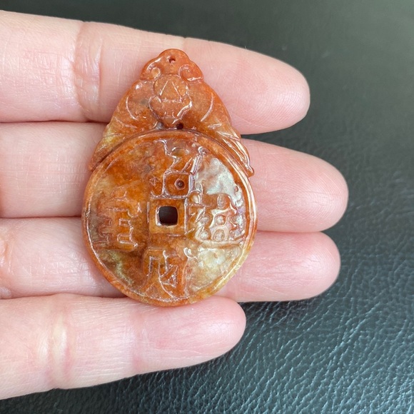 Jewelry | Carving Red Jade Chinese Symbol Letter Luck Happiness Loose ...